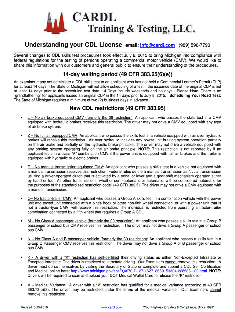Fillable Online Understanding your CDL License Fax Email Print - pdfFiller