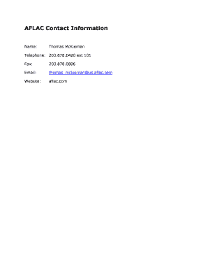 Fillable Online AFLAC Contact Information Fax Email Print - pdfFiller