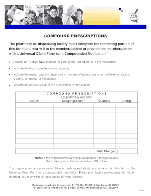 Fillable Online COMPOUND PRESCRIPTIONS Fax Email Print - pdfFiller