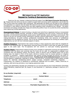 Fillable Online Mid Island Co-op FAC Application Fax Email Print ...