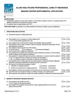 Fillable Online ALLIED HEALTHCARE PROFESSIONAL LIABILITY INSURANCE Fax ...