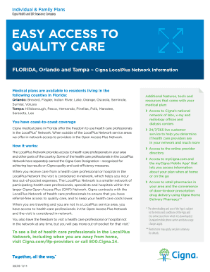 Fillable Online FLORIDA, Orlando and Tampa Cigna LocalPlus Network ...