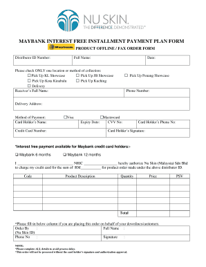 Fillable Online MAYBANK INTEREST FREE INSTALLMENT PAYMENT PLAN FORM Fax ...