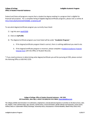 Fillable Online Ineligible Academic Program Fax Email Print - pdfFiller