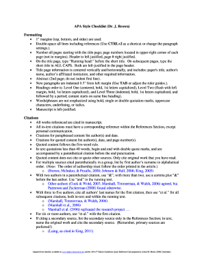 Fillable Online APA Style Checklist (Dr Fax Email Print - pdfFiller