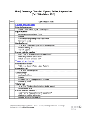 Fillable Online APA Conestoga Checklist: Figures, Tables, & Appendices ...