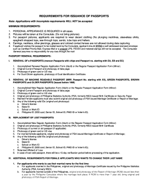 Fillable Online REQUIREMENTS FOR ISSUANCE OF PASSPORTS Fax Email Print ...