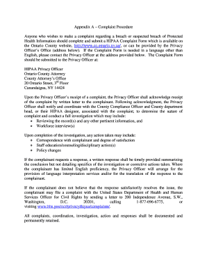 Fillable Online Appendix A Complaint Procedure Fax Email Print - pdfFiller