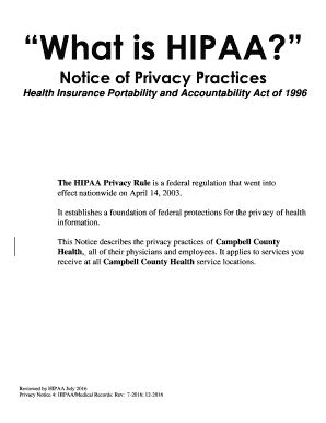 Fillable Online The HIPAA Privacy Rule is a federal regulation that ...