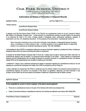 Fillable Online Authorization for Release of Information in Personnel Records Fax Email Print ...