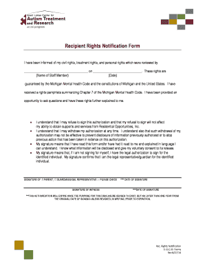 Fillable Online Recipient Rights Notification Form Fax Email Print ...