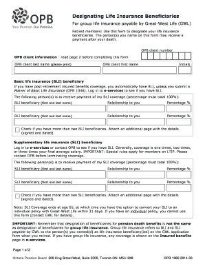 Fillable Online For group life insurance payable by Great-West Life ...
