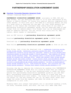 Fillable Online PARTNERSHIP DISSOLUTION AGREEMENT GUIDE Fax Email Print ...