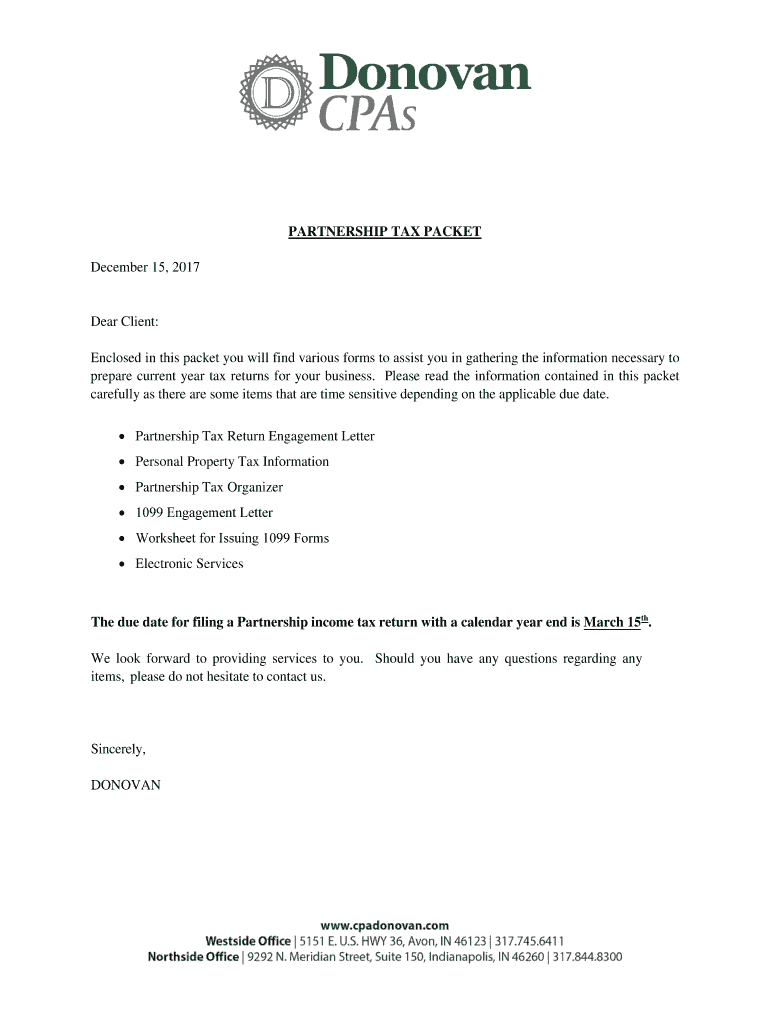 Fillable Online PARTNERSHIP TAX PACKET Fax Email Print - pdfFiller
