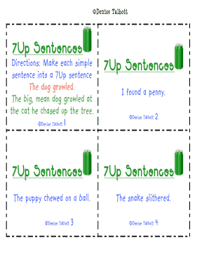 7 Up Sentences - Fill Online, Printable, Fillable, Blank | pdfFiller