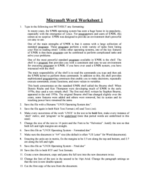 Fillable Online Microsoft Word Worksheet 1 Fax Email Print - pdfFiller