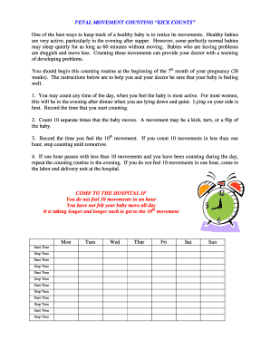 Fillable Online FETAL MOVEMENT COUNTING KICK COUNTS Fax Email Print ...