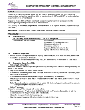 Fillable Online CONTRACTION STRESS TEST (OXYTOCIN CHALLENGE TEST) Fax ...