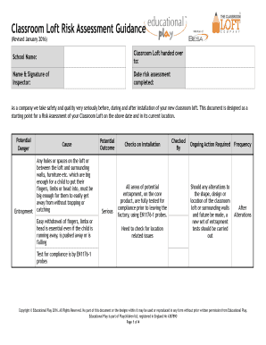 Fillable Online Classroom Loft Risk Assessment Guidance Fax Email Print ...
