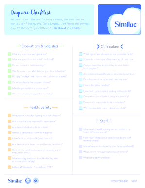 Fillable Online Daycare Checklist Fax Email Print - pdfFiller