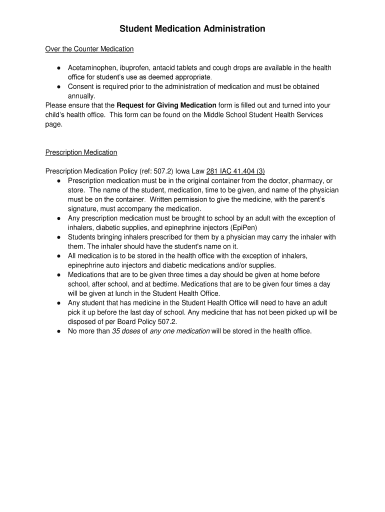 Fillable Online Student Medication Administration Fax Email Print ...