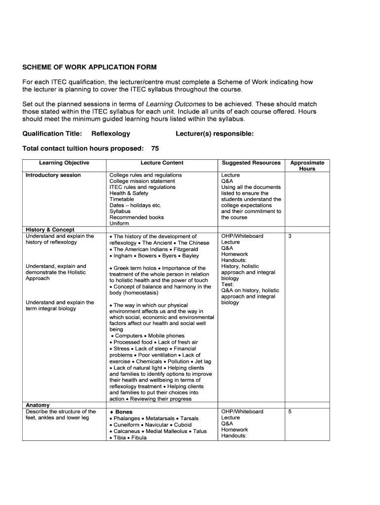 Fillable Online For each ITEC qualification, the lecturer/centre must ...