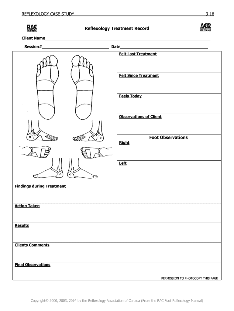 Fillable Online Reflexology Treatment Record Fax Email Print - pdfFiller