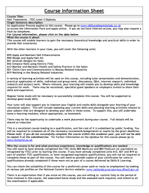 Fillable Online Nail Treatments - ITEC Level 3 Diploma Fax Email Print ...