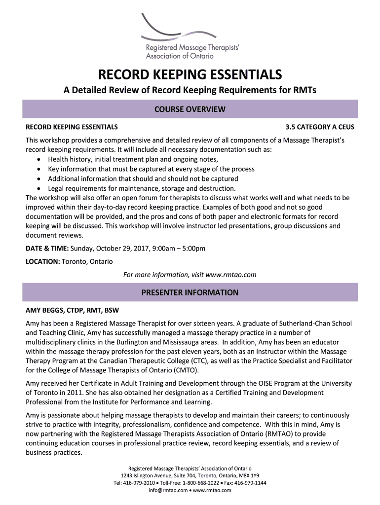 Fillable Online RECORD KEEPING ESSENTIALS Fax Email Print - pdfFiller