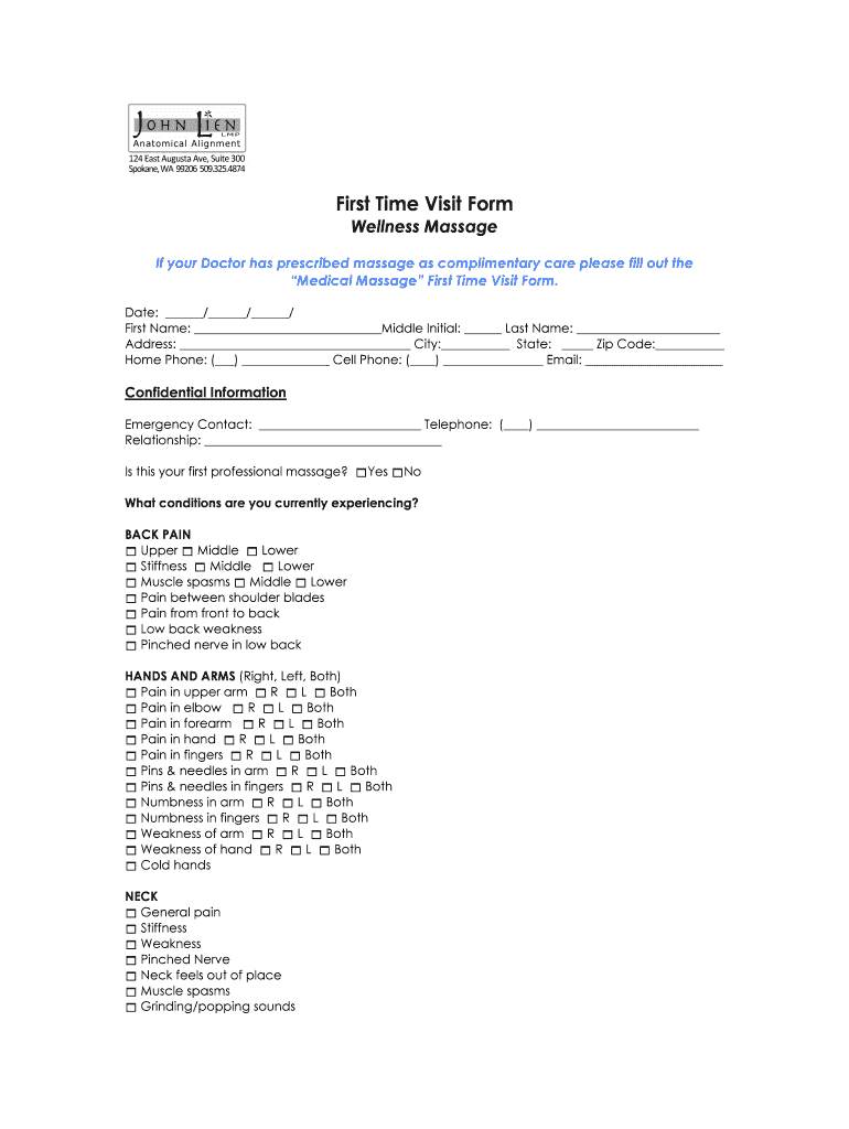 Fillable Online First Time Visit Form Fax Email Print - pdfFiller