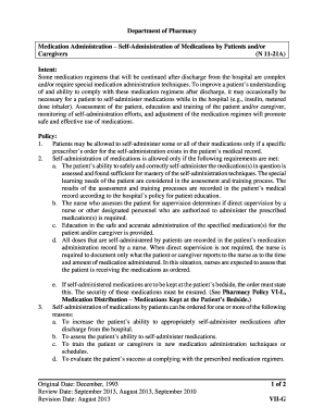 Fillable Online Medication Administration Self-Administration of ...