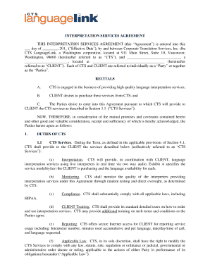 Fillable Online INTERPRETATION SERVICES AGREEMENT Fax Email Print ...