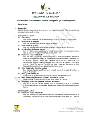 Fillable Online MODELO INFORME DE INTERVENTORIA Fax Email Print - pdfFiller
