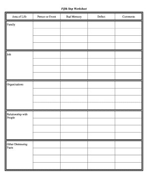 Fillable Online Fifth Step Worksheet Fax Email Print - pdfFiller