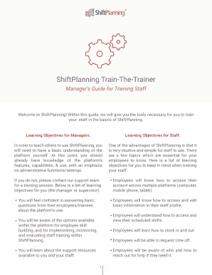 Fillable Online ShiftPlanning Train-The-Trainer Fax Email Print - pdfFiller