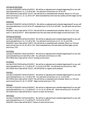 Fillable Online 221 Days & 220 A Days Fax Email Print - pdfFiller