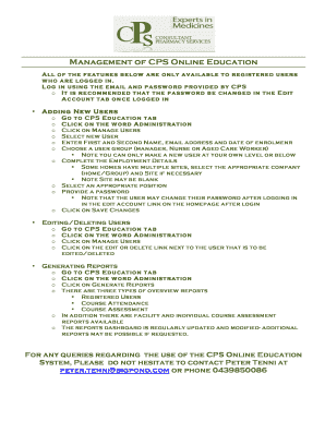 Fillable Online Management of CPS Online Education Fax Email Print ...