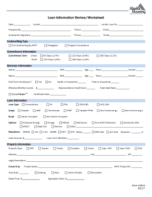 Fillable Online Loan Information Review/Worksheet Fax Email Print ...