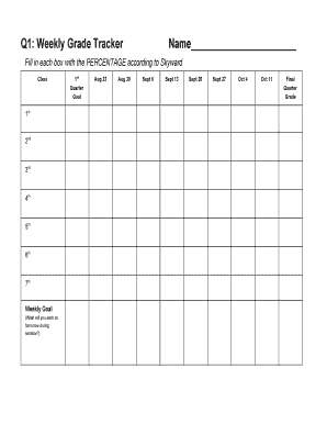 Fillable Online Q1: Weekly Grade Tracker Fax Email Print - pdfFiller