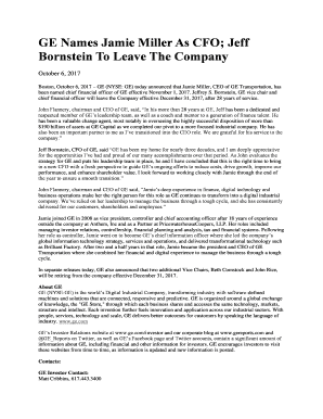 Fillable Online GE Names Jamie Miller As CFO; Jeff Fax Email Print ...