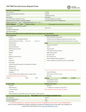 Fillable Online health usf USF EMR Security Access Request Form Fax ...