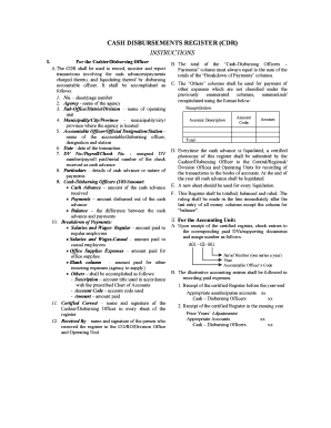 Fillable Online CASH DISBURSEMENTS REGISTER (CDR) Fax Email Print ...