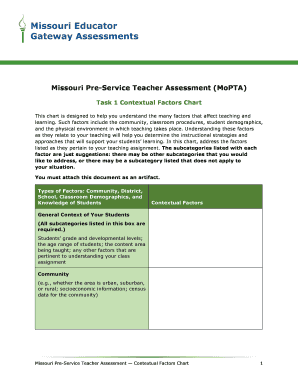 Fillable Online Task 1 Contextual Factors Chart Fax Email Print - pdfFiller