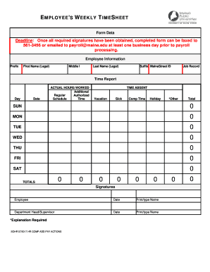 Fillable Online EMPLOYEES WEEKLY TIMESHEET Fax Email Print - pdfFiller
