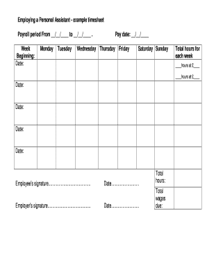 Fillable Online Employing a Personal Assistant - example timesheet Fax ...