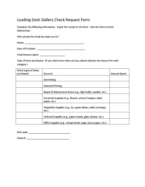 Fillable Online Loading Dock Gallery Check Request Form Fax Email Print ...