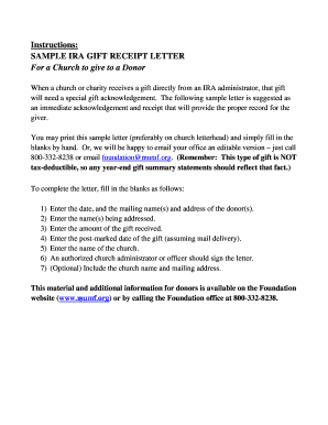 Fillable Online SAMPLE IRA GIFT RECEIPT LETTER Fax Email Print - pdfFiller