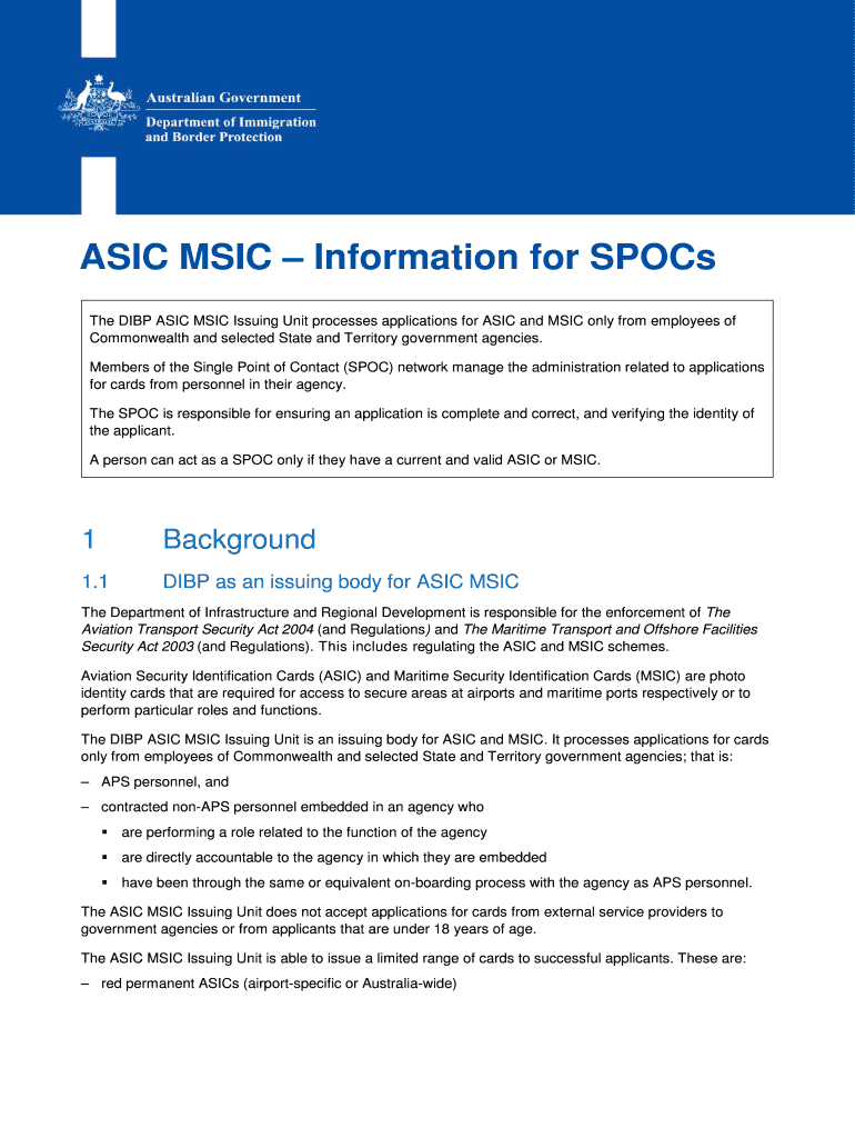 Fillable Online ASIC MSIC Information for SPOCs Fax Email Print - pdfFiller