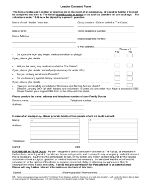 Fillable Online Leader Consent Form Fax Email Print - pdfFiller