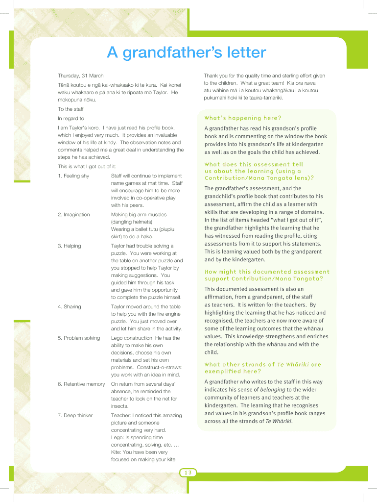 Fillable Online A grandfathers letter Fax Email Print - pdfFiller